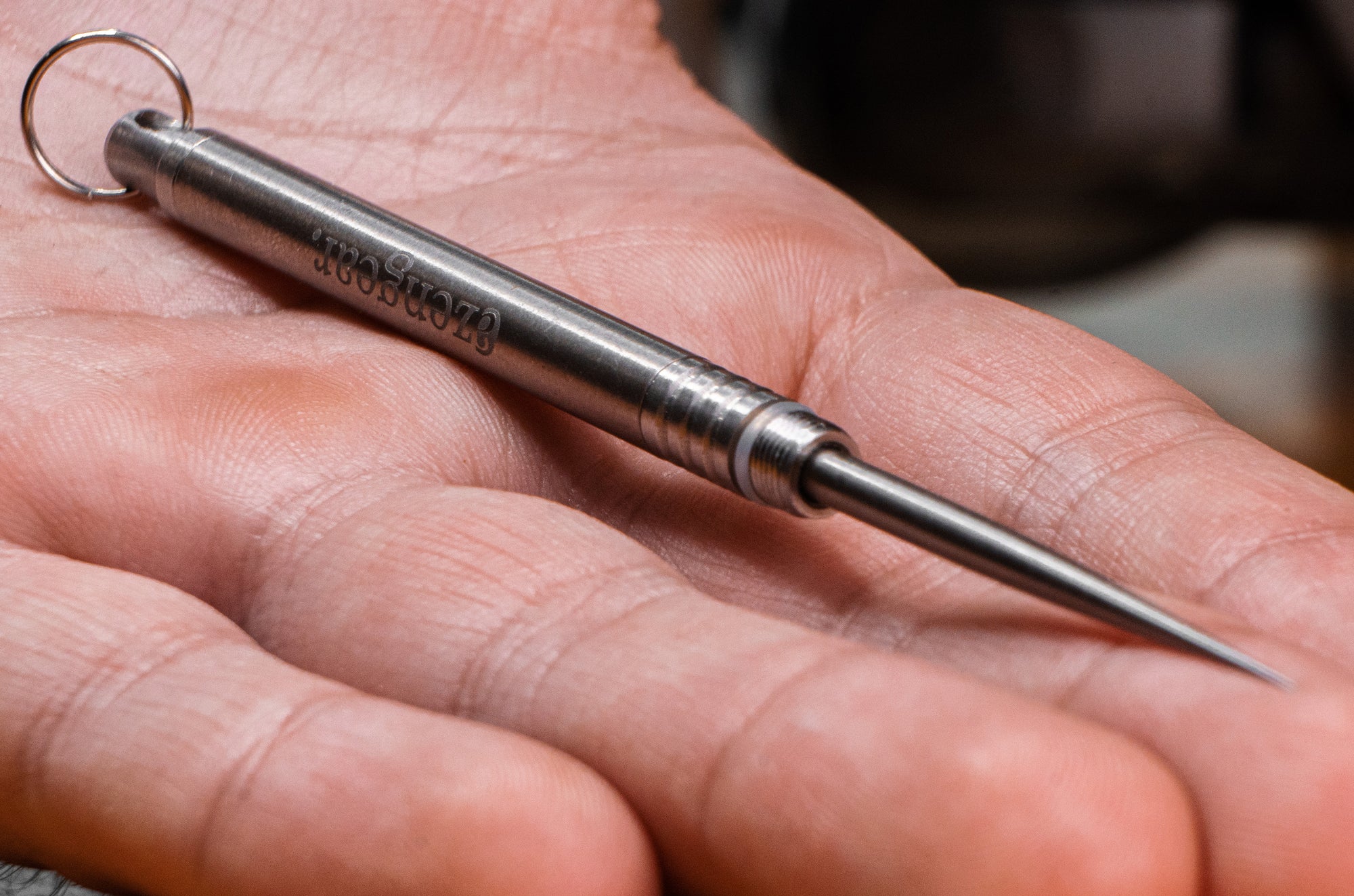 aZengear Titanium Toothpick Keyring Pocket Holder, Reusable for Travel